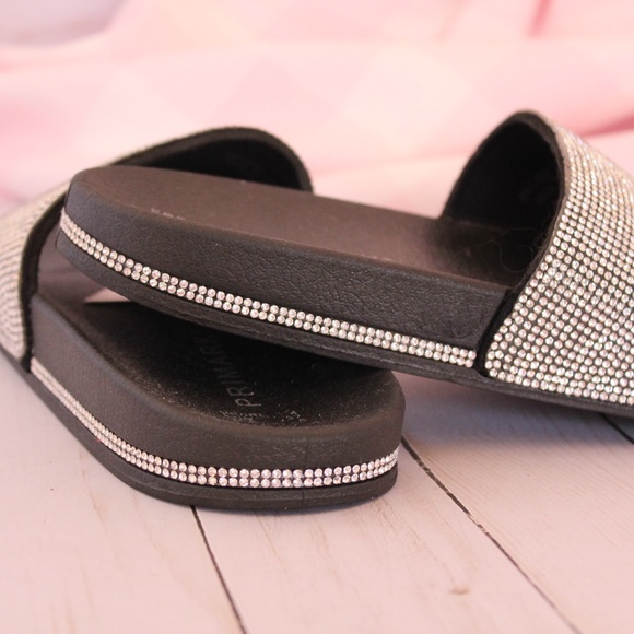 Primark | Shoes | Black Rhinestone Slide Sandals | Poshmark